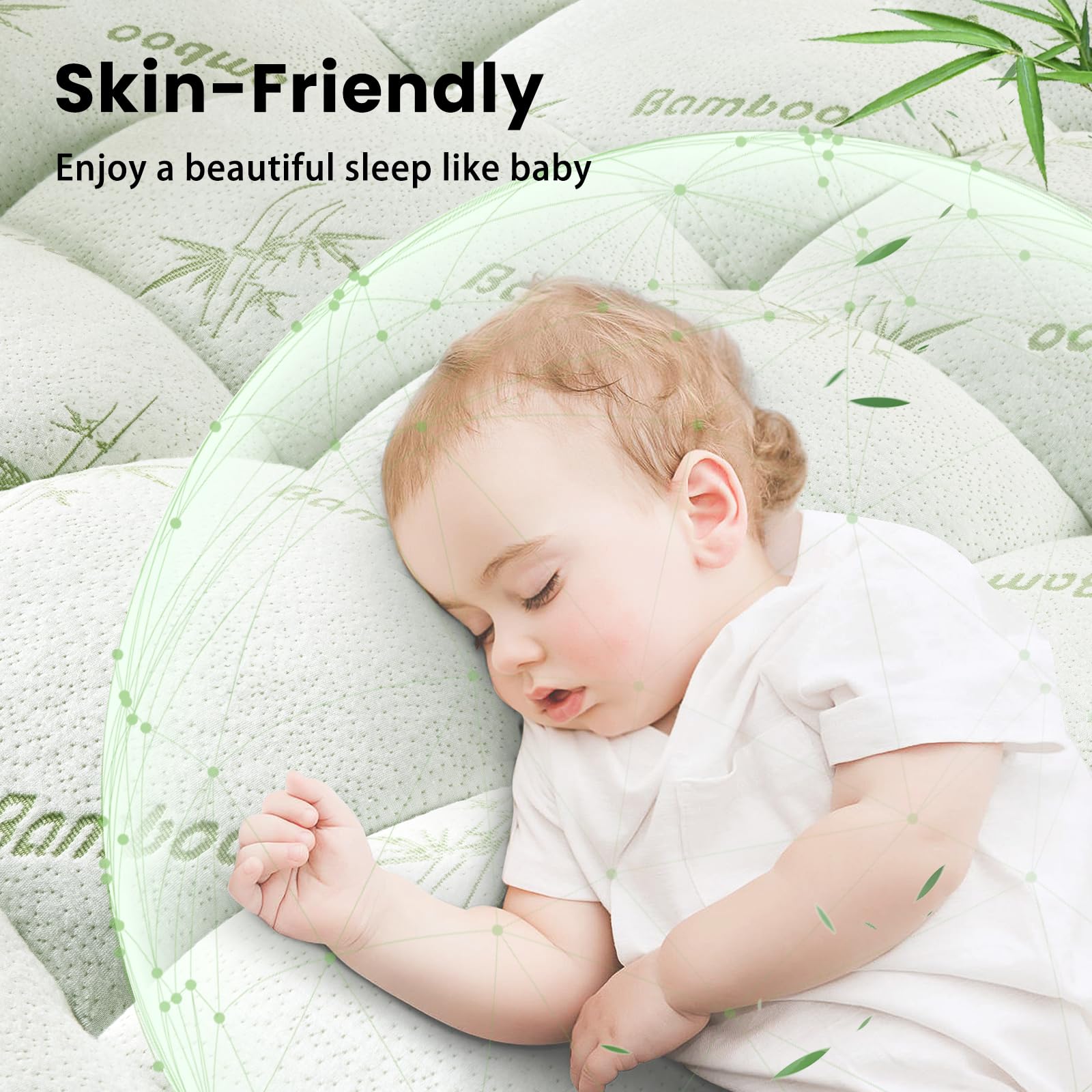 LIANLAM Bambu_Viscose Mattress Topper Queen,1200 GSM Cooling Mattress Pad,Extra Thick Pillow Top Mattress Topper for Back Pain