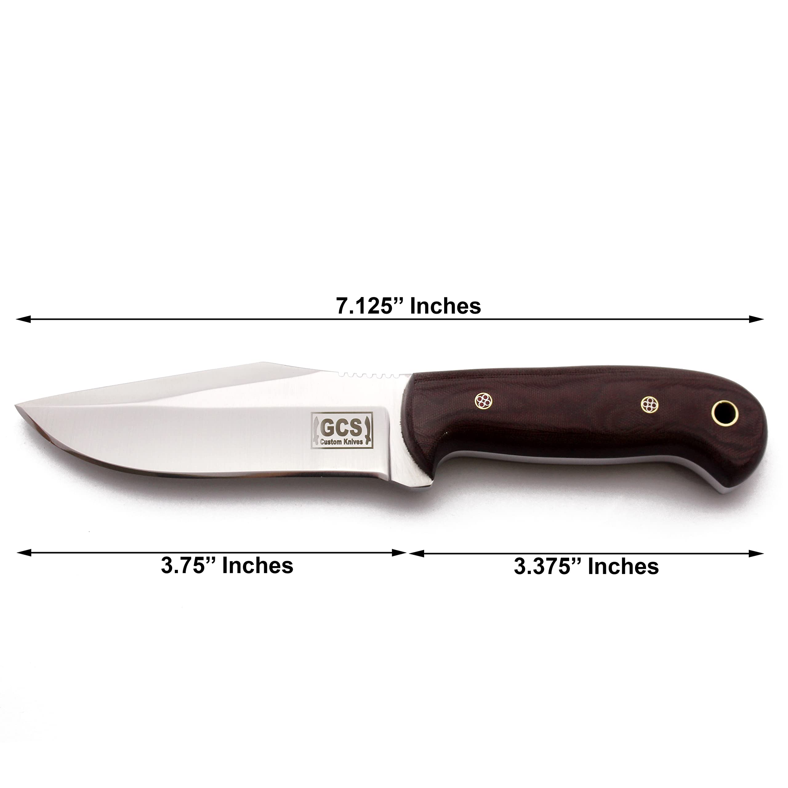 GCS Handmade Micarta Handle D2 Tool Steel Tactical Hunting Knife with leather sheath Full tang blade designed for Hunting & EDC GCS 317