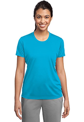Dri-Wick Women's Sport Performance Moisture Wicking Athletic T Shirt (Medium, Atomic Blue)