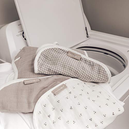 WeeSprout Unisex Set of 4 Organic Towel Cotton Burp Cloths Four Ultra-Absorbent Layers Keep Clothes Dry, Button Transforms Burp Cloth into Baby Bib, Machine Washable (Neutral Set, Full)