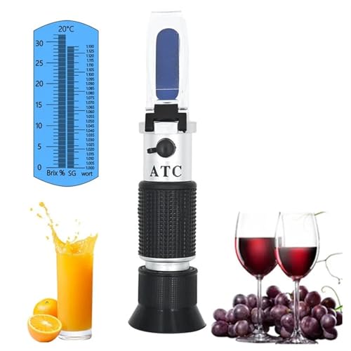 KYKYK Refractometer, Beer Wort Refractometer 0-32% Brix Wine Sugar Concentration Brewing Fruit Refractometer 1.000-1.120 Specific Ratio Meter for Fruit, Homebrewing, Juice, Vegetables