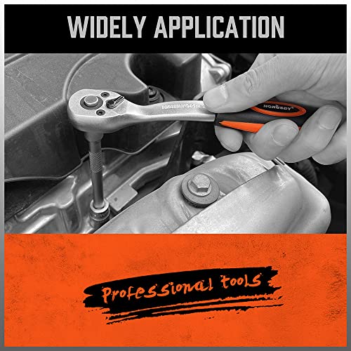 HORUSDY 12-Pieces 1/4β Ratchet Socket Wrench Set, Drive Socket Set, 4mm -13mm Sockets and, Quick Released Ratchet Handle and 10 cm Extension Bar