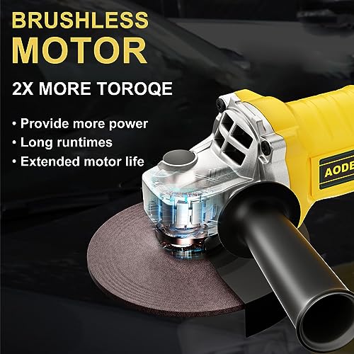Cordless Angle Grinder for DEWALT 20V Max Battery, 10000RPM Brushless Motor Grinder Tool, 4-1/2'' Blade, Electric Grinders Power Tools with Grinding Wheels, Flap Disc and Auxiliary Handle (Tool Only)