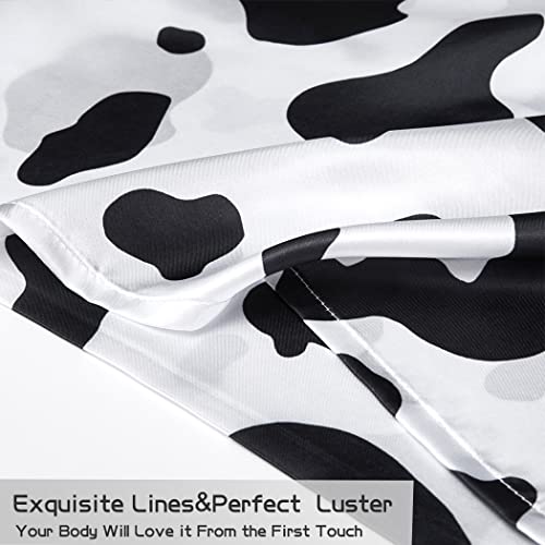 Nttspring Satin Pillowcase for Hair and Skin,King Size Pillow Cases 2,Silky Cow Print Pillow Cases Set of 2 Soft&Cozy Silk Satin Pillow Cases for Women 2 Pack with Envelope Closure(20x36,Cow)