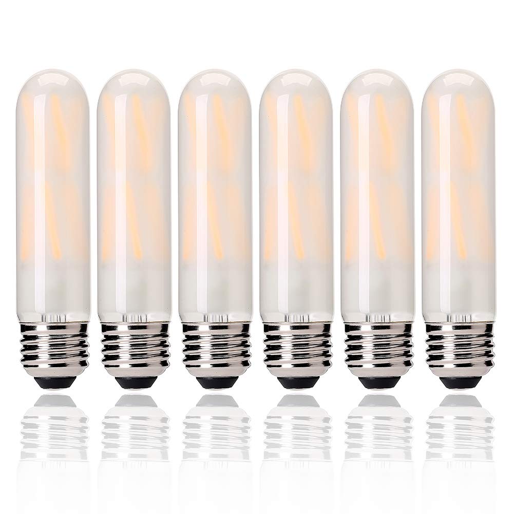 Dimmable 8W Led Edison Frost Tubular Bulb,2700k Warm White, T10/T30 Vintage Filament LED Light Bulb 75W Equivalent,E26 Base Frosted Glass Cover, 700 Lumens,Pack of 6