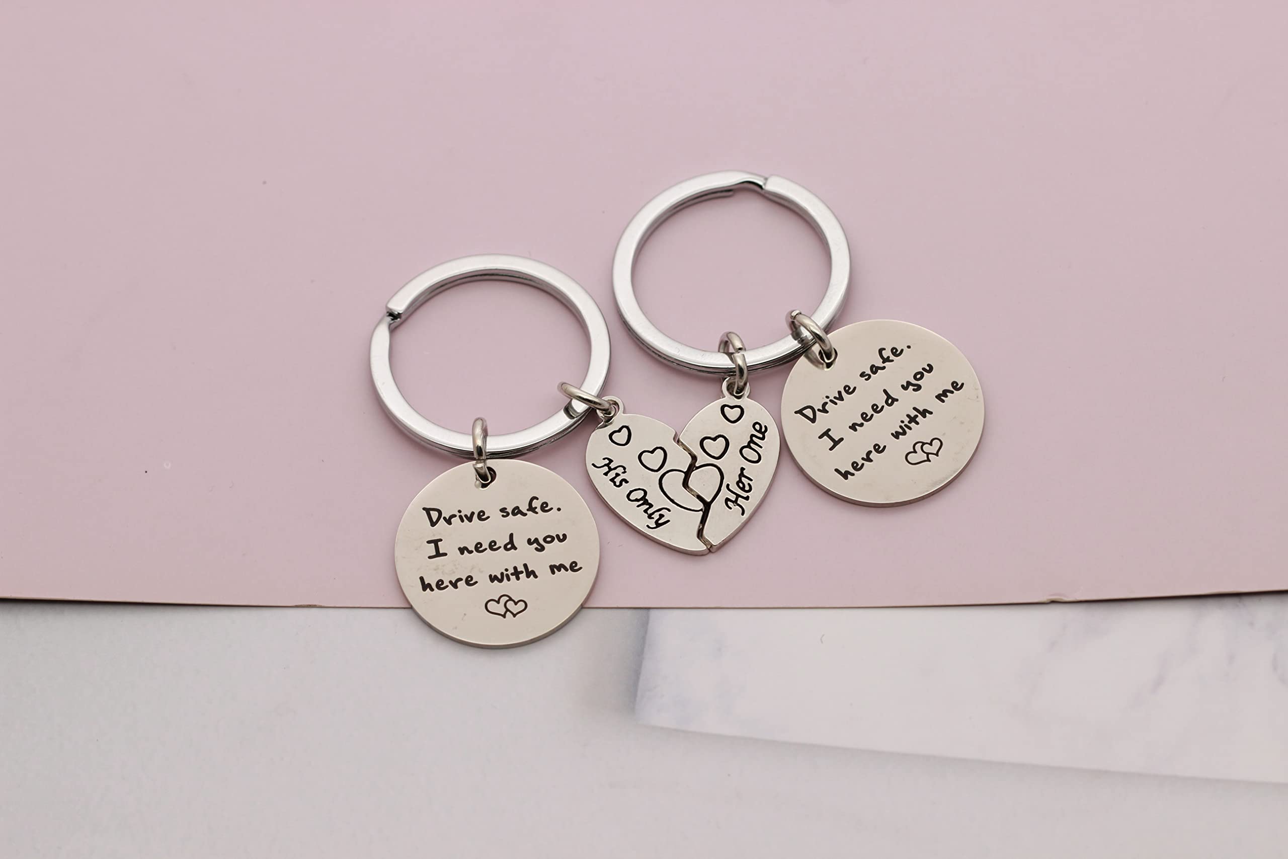 Drive Safe Keychain Set Couple Gift I need you here with me Keyring for Mom Dad Girlfriend Boyfriend Gift (442)