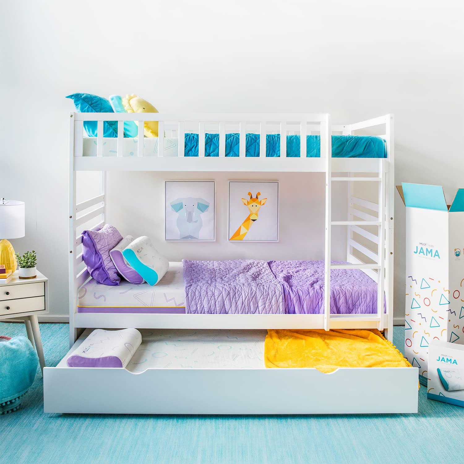 MLILY Full Mattress for Kids, 7 Inch Memory Foam Bunk Bed Mattress with Mattress Protector in a Box Made in USA CertiPUR-US Certified, Medium Firm Trundle Cooling Gel Mattress, Purple