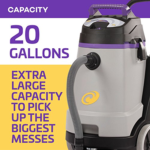 ProTeam Wet Dry Vacuums, ProGuard 20, 20-Gallon Commercial Wet Dry Vacuum Cleaner with Tool Kit and Front Mount Squeegee