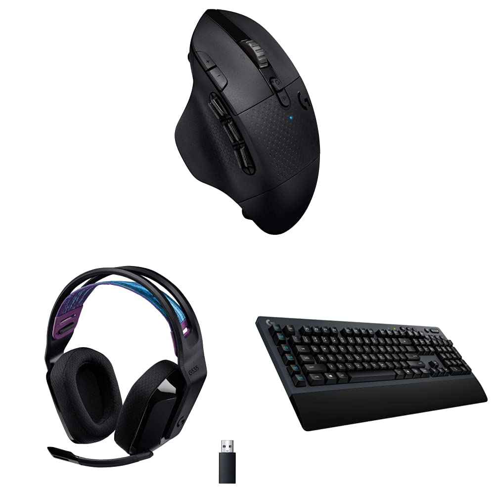 Logitech G G604 6-Button Wireless Gaming Mouse, USB Model + Logitech G535 Lightspeed Wireless Gaming Headset + Logitech G613 LIGHTSPEED Wireless Mechanical Gaming Keyboard