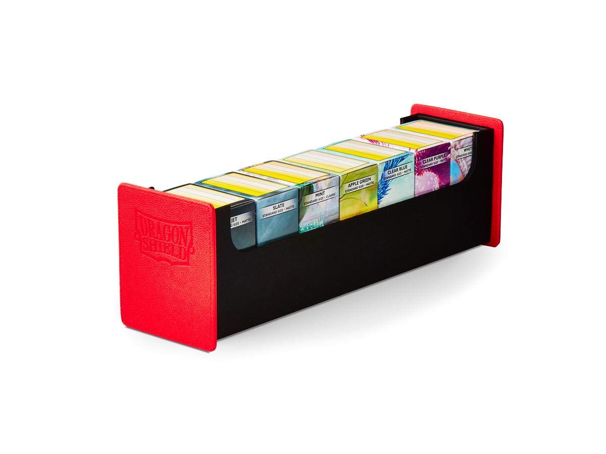 Dragon Shield Magic Carpet 500+ Red & Black Durable Magnetic Leather Deck Box Storage Case Protector