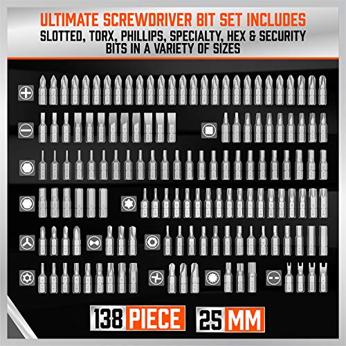 HORUSDY 208-Piece Professional Screwdriver Bit Set, Chrome Vanadium Steel Driver Bit Set, Includes Security Bits