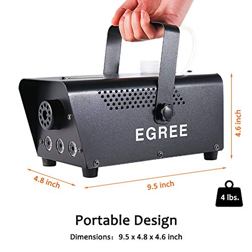 EGREE Fog Machine with Controllable lights - 500W Professional DJ LED Smoke Machine 3 Color Lights with Wireless Remote Control 2000 CFM Huge Fog Capacity for Halloween Holidays Parties - Metal Black