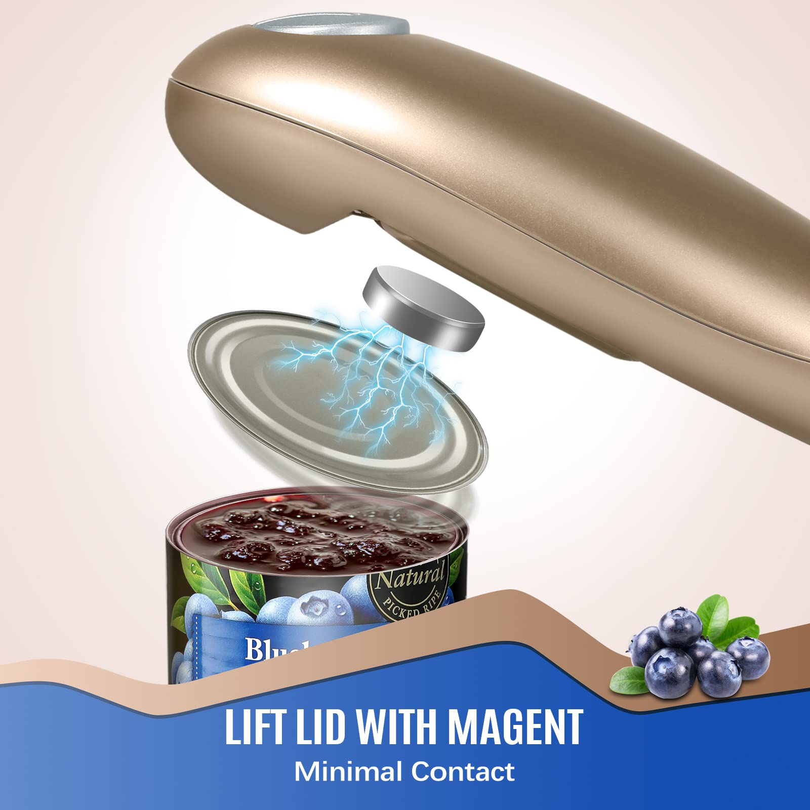 Electric Can Opener, Hand Free Can Opener Easy Open Any Can Sizes with Smooth Edge, Food-Safe Portable Battery Operated Electric Can Openers, Kitchen Gadget Gift for Kitchen, Seniors, Arthritis, Chef
