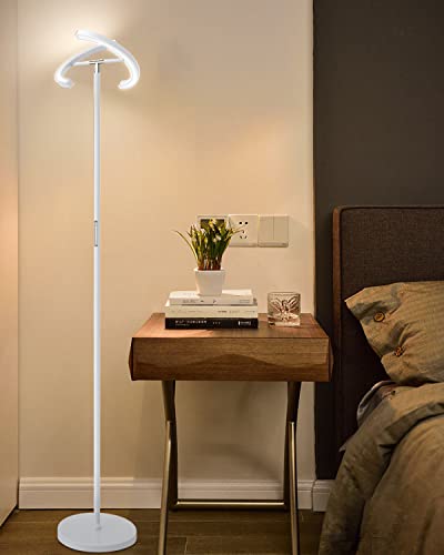 SIBRILLE White Floor Lamp, Modern Stepless Dimmable Standing Lamp 3000-6000K, 20W LED Rotatable Reading Tall Lamp, Touch & Remote Control Uplighter Floor Lamps for Living Room Bedroom Office