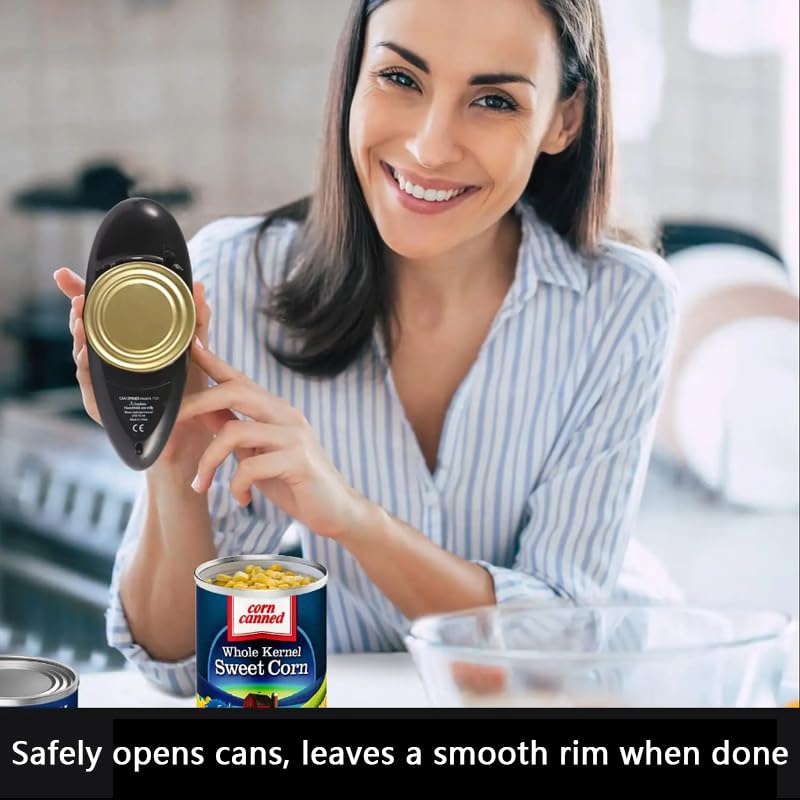 Electric Can Opener,Hands Free Automatic Can Opener Fits Almost All Cans Kitchen Food Safe No Sharp Edges Kitchen Gadgets for Seniors with Arthritis (Black)