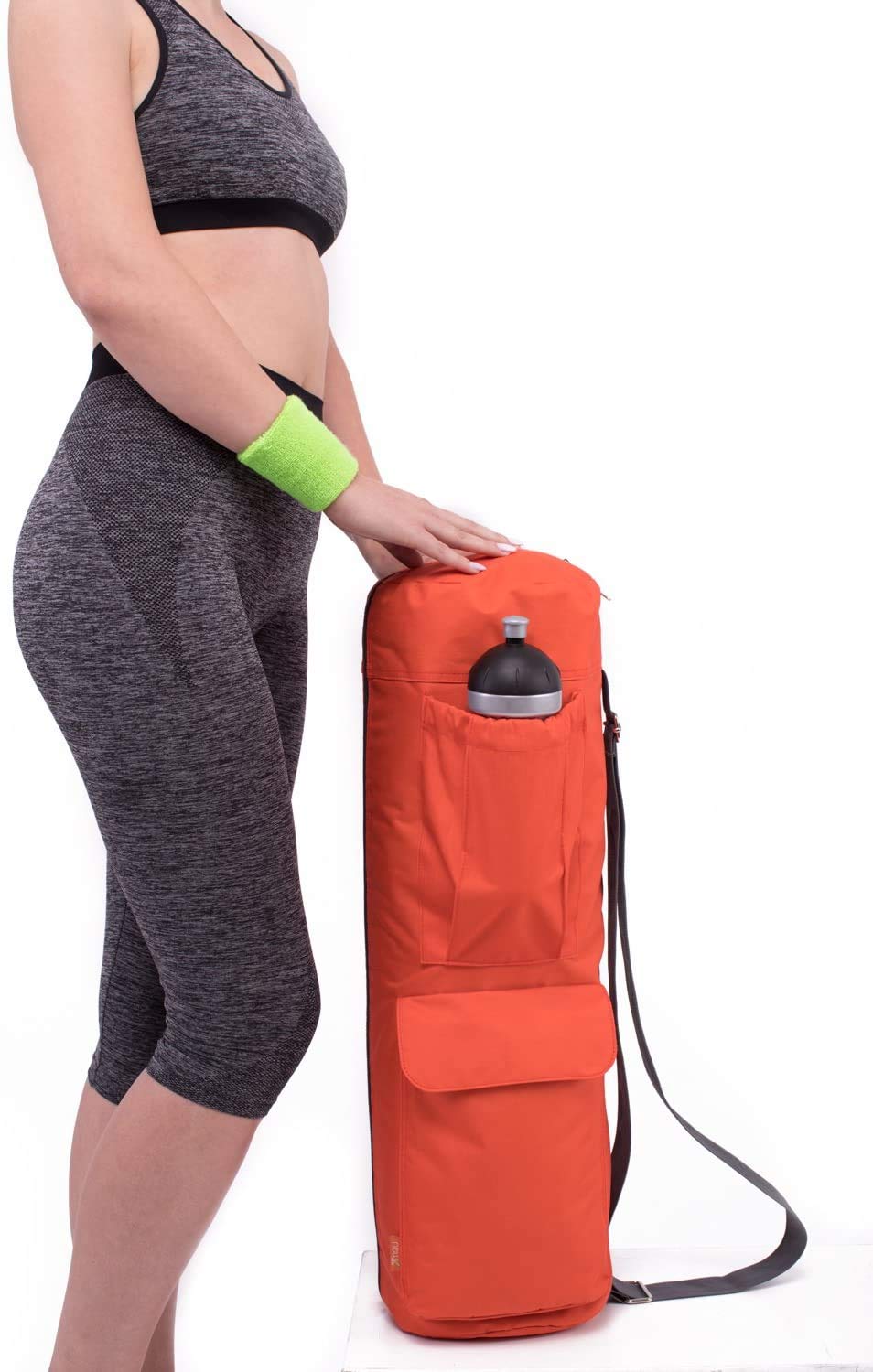 GEAR DISTRICT Full Zip Yoga Bag Carrier with Expandable Pockets and Water Bottle Holder– Fits Most Yoga Mats