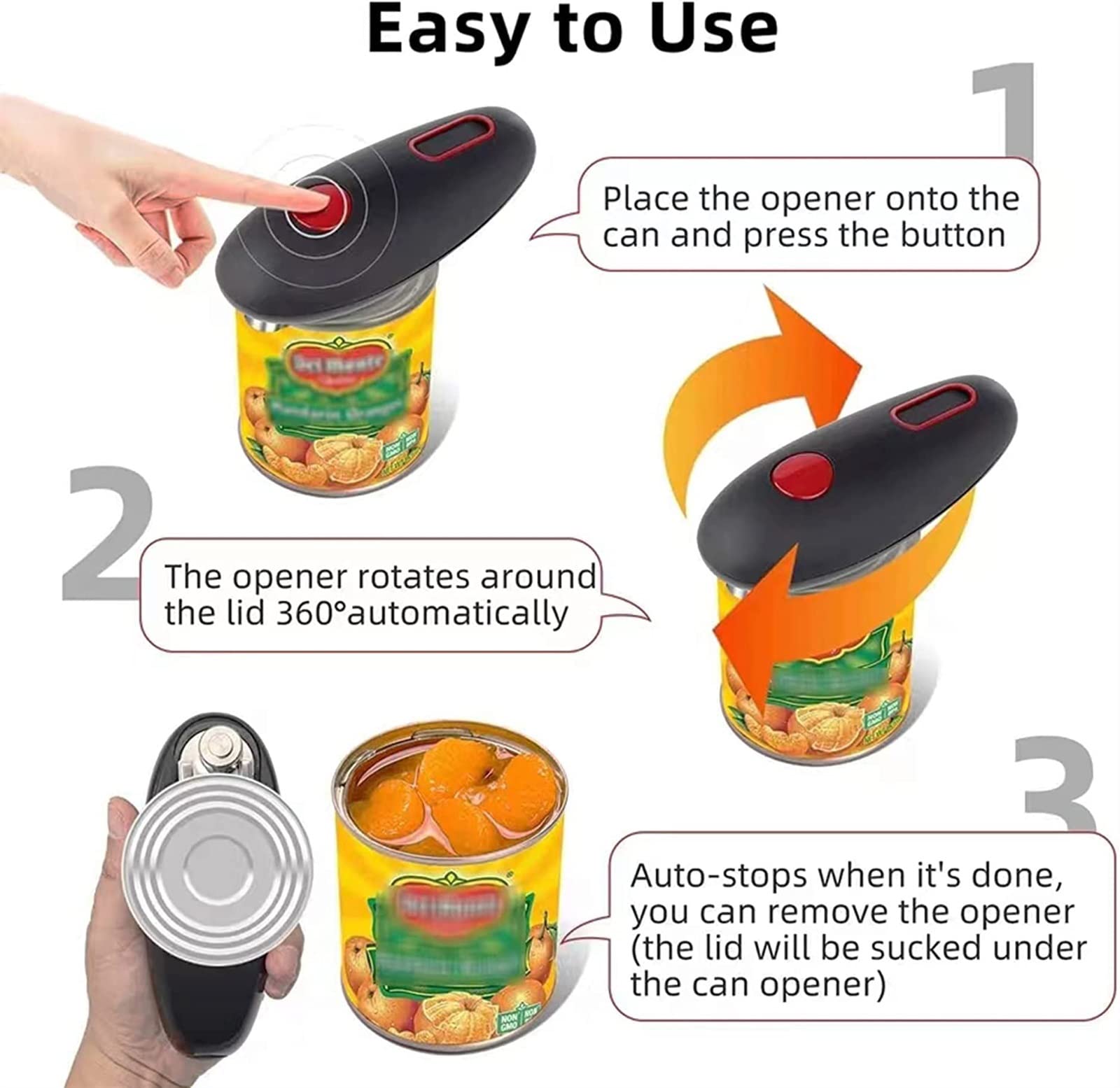 Electric Can Opener For Kitchen,Automatic Can Opener Smooth Edge,One Touch Electric Can Opener Fits All Size Can,Automatic Can Opener For Seniors, Arthritis, And Chefs,Kitchen Gadgets Gift
