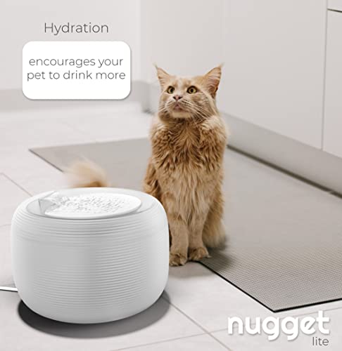 Nugget Lite Pet Water Fountain | 2.5 L Drinking Fountain for Cats and Dogs (White)