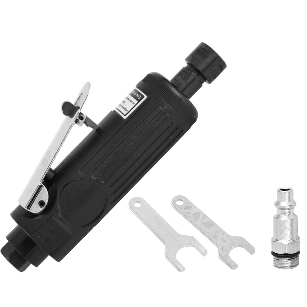 HYFN Air Die Grinder Kit 1/4Inch 20000RPM Right Angle Die Grinder 18Pcs Die Grinders Pneumatic Angle Grinder Safety Switch For Polishing Air Grinder Tool Air Tool