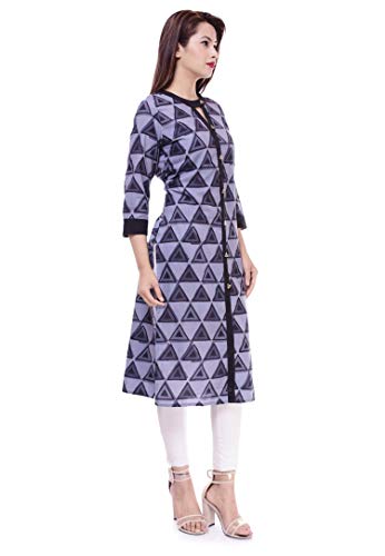 Ramkudi Indian Women's Printed Cotton Kurti Top (Grey)