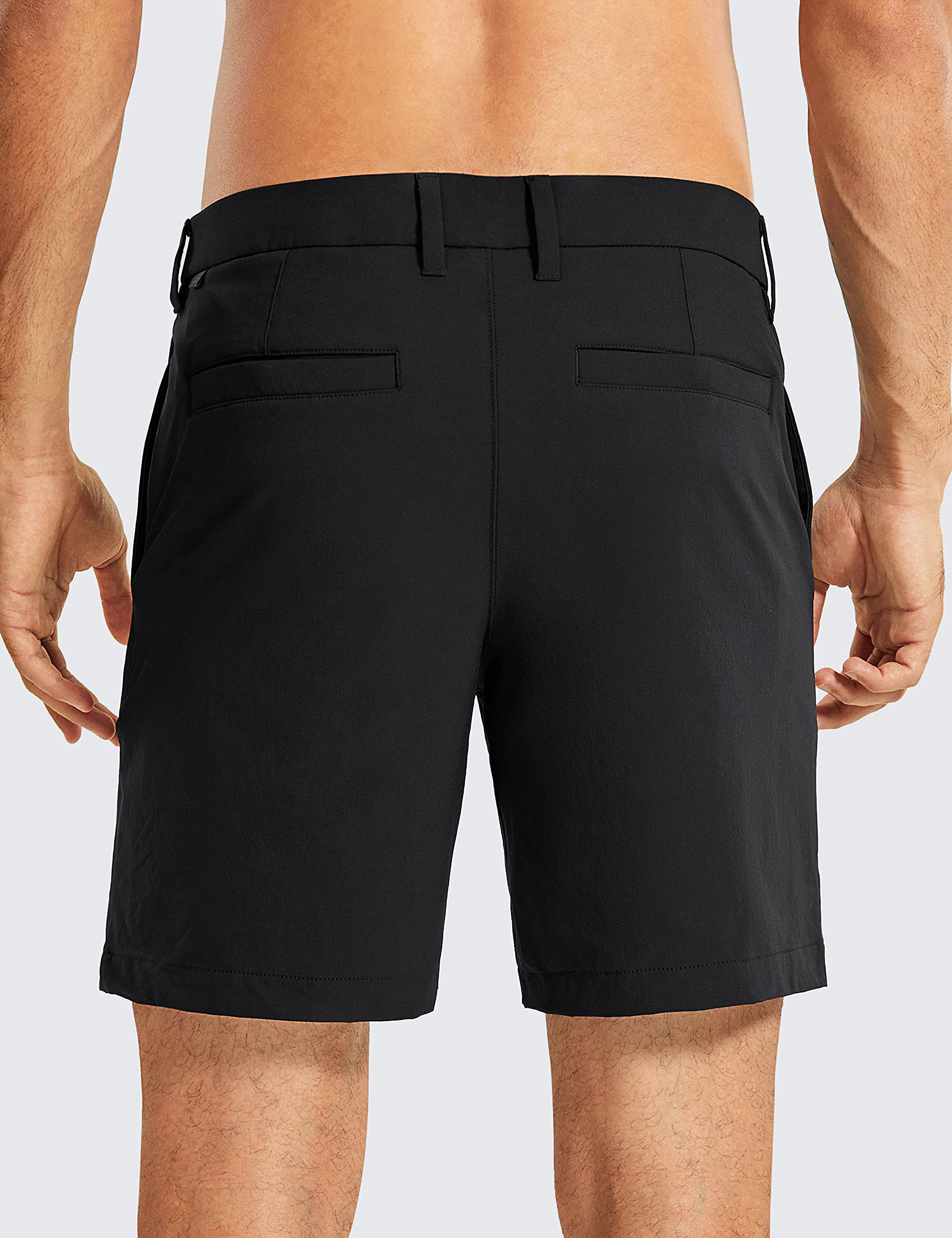 CRZ YOGA Men's Stretch Golf Shorts - 7'' Slim Fit Moisture Wicking Quick Dry Athletic Shorts with Pockets Black 34