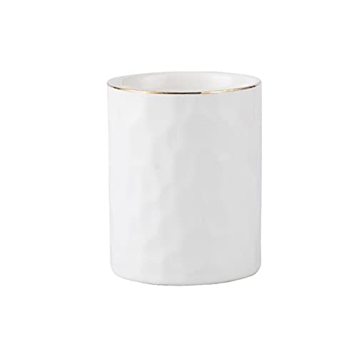 LifePassion Pen Pencil Holder for Desk, Ceramic Pen Pencil Cup, Stylish Desk Pen Organizer, White