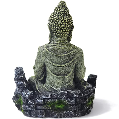 GXXMEI Aquarium Buddha Statue Decorations Ancient Buddha Statue Decor Underwater Landscape Hideaway Fish Tank Scenery for Betta, Small Lizards, Turtles, Reptiles, Amphibians