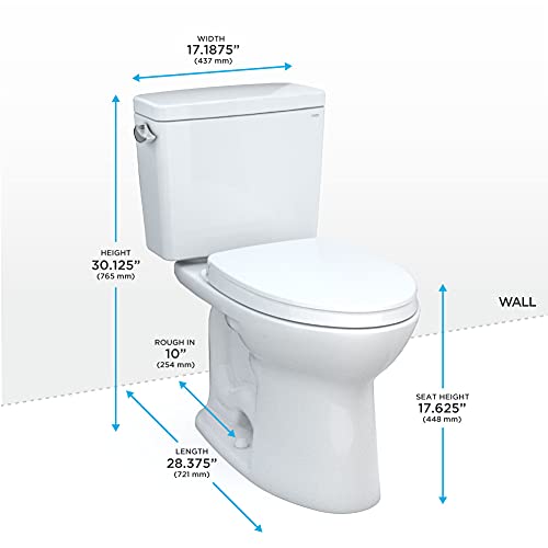 Drake 2-Piece 1.6 GPF Single Flush Elongated ADA Comfort Height Toilet w/ 10in Rough-In in Cotton White, Seat Included