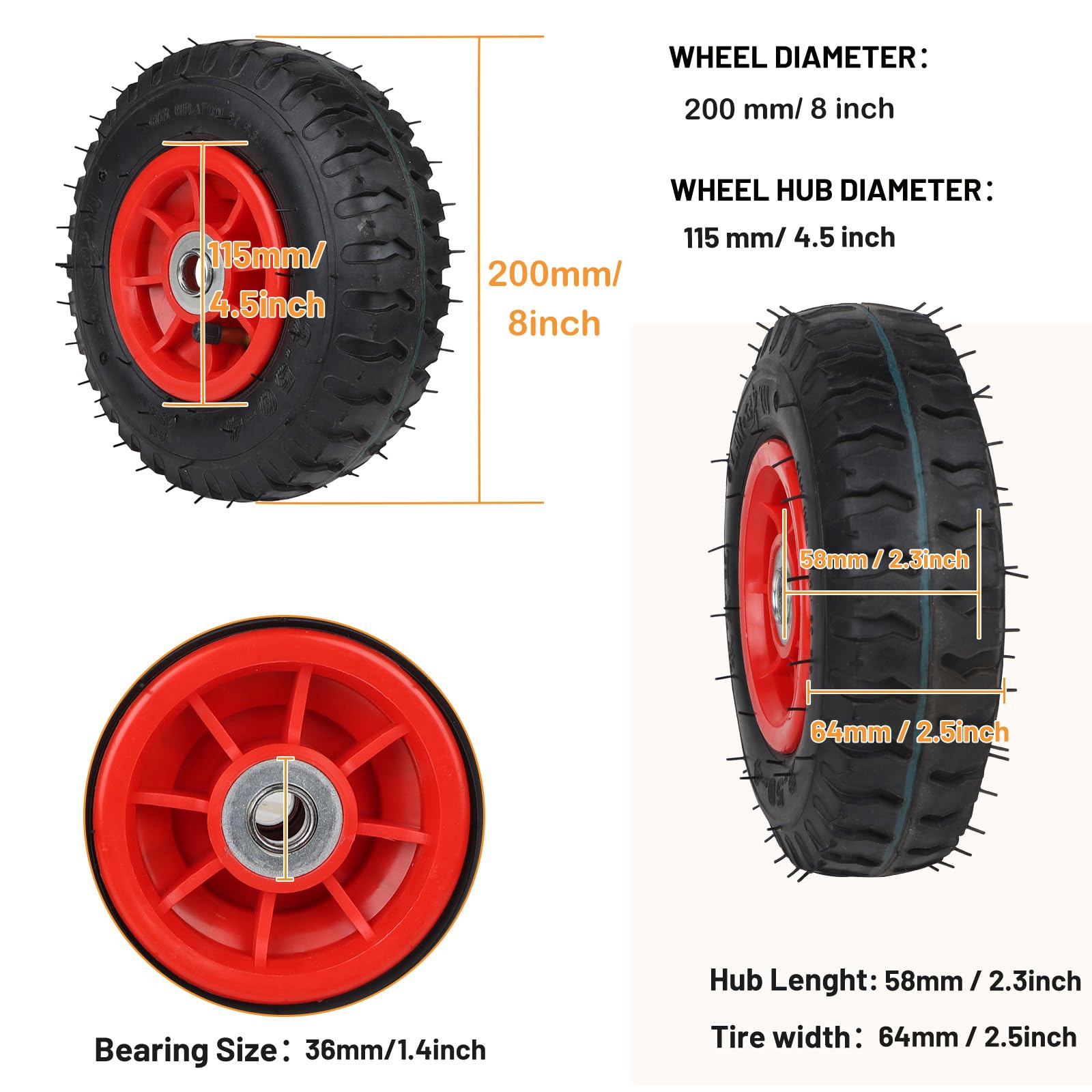 DBREAKS Heavy Duty Panel Dolly, Adjustable Door Dollys with Wheels, 8" Pneumatic Wheels, 600LBS Capacity All Terrain Moving Cart Panel Dolly for Drywall Sheet Heavy Appliance & Material Handling(Red)