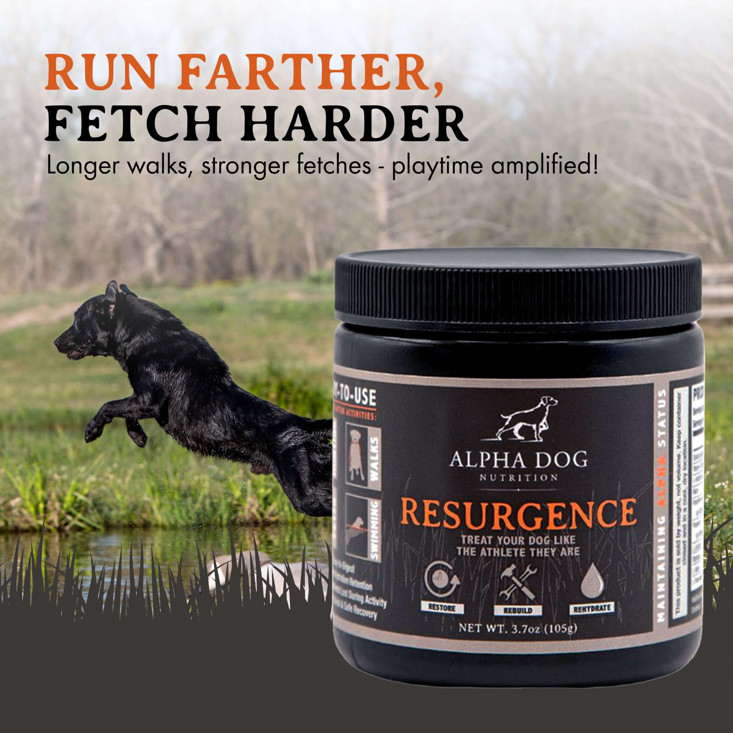 Resurgence Dog Electrolytes by Alpha Dog Nutrition | Promote Dog Hydration, Increase Stamina, and Boost Recovery | Electrolyte Water Additive or Food Topper to Prevent Dehydration with Beef Flavoring