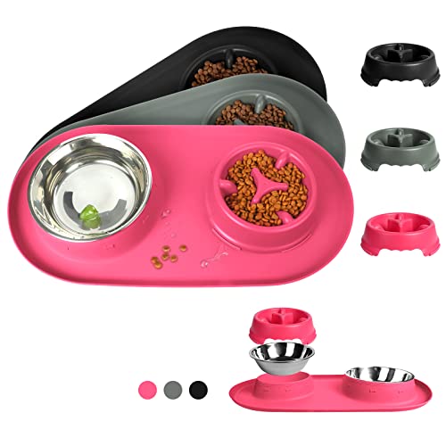 WESEN Dog/Cat Slow Feeder Bowl Insert, Slow Down Pet Eating, Soft Silicone Slow Feeding for Small Medium Size, Perfect with Stainless Steel Plastic Glass Ceramic Dog Bowls