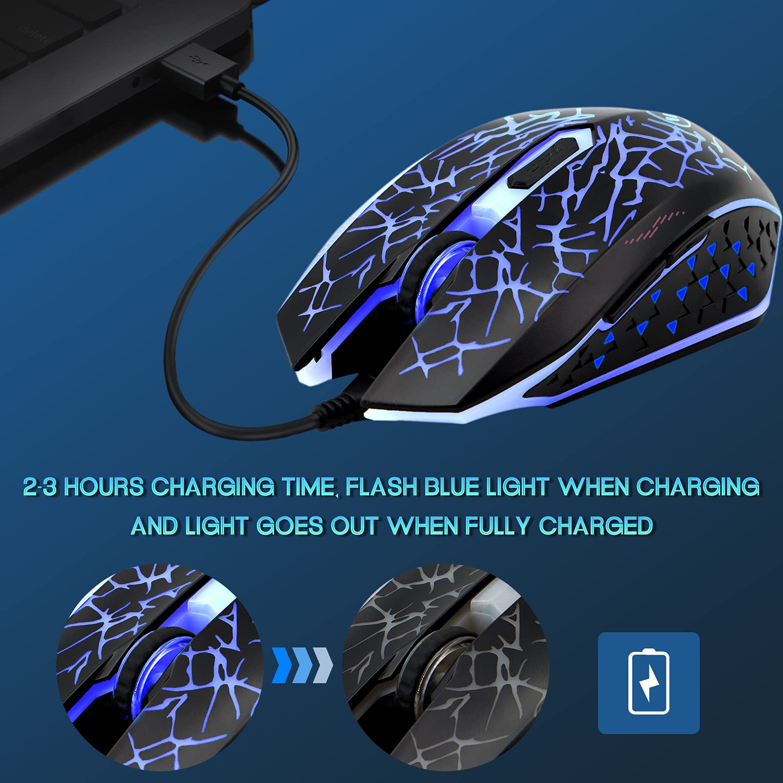 VEGCOO C12 Wireless Gaming Mouse,Rechargeable Mice Silent Click Cordless Mouse with 6 Buttons PC Gaming Mice Advanced Technology with 2.4GHZ Up to 2400DPI for PC Laptop (Red)