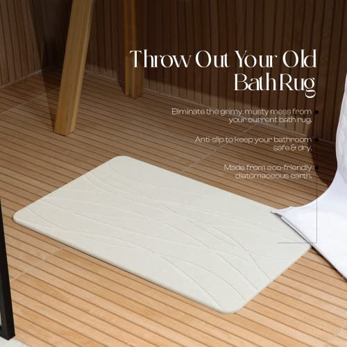 Stone Bath Mat, Diatomaceous Earth Bath Mat Stone - Non-Slip Stone Bath Mats for Bathroom, Fast-Drying Stone Bath Mat, Diatomaceous Earth Bath Stone Mat, Stone Shower Mat (Pebble White)