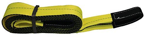 Mytee Products (1 Pack) 4" x 20' Recovery Tow Strap Heavy Duty 32,000 lbs Break Strength - Use for Emergency Towing Rope, Tree Saver, Winch Extension, Triple Reinforced Loops, Protective Sleeves
