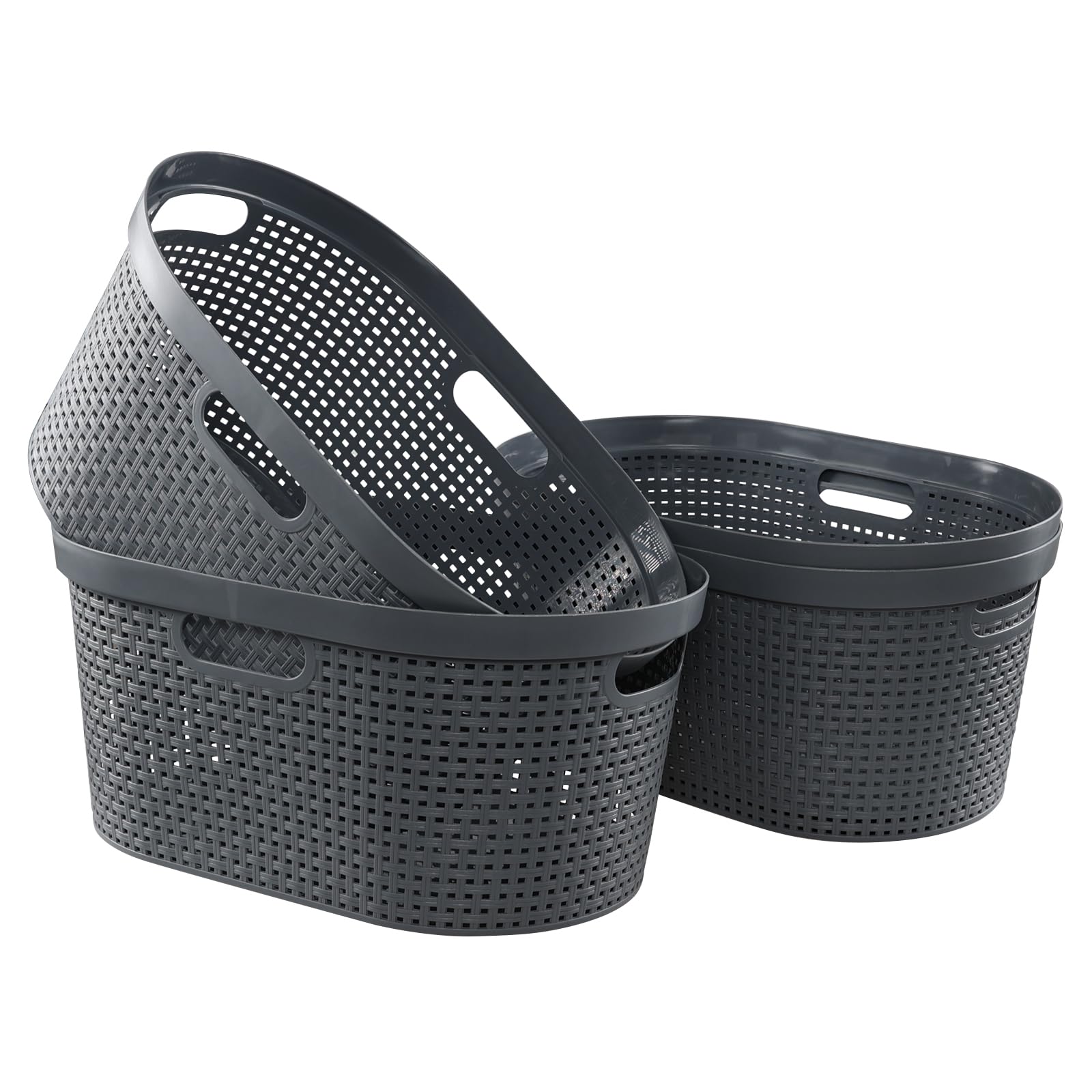 Saedy 4 Packs Plastic Laundry Clothes Baskets, 40L, Large Laundry Hamper with Cutout Handle