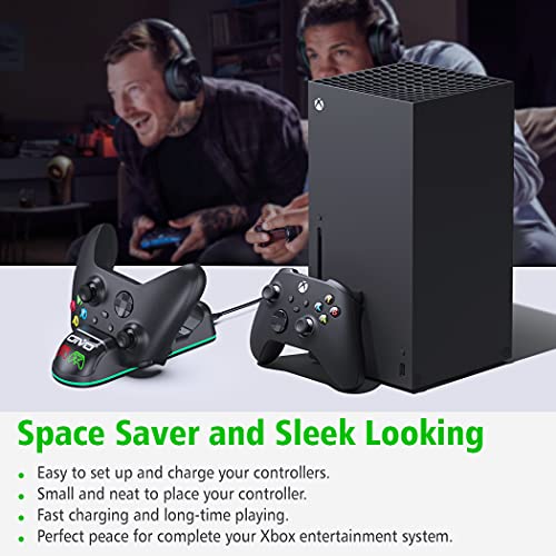 OIVO XSX Controller Charger Station with 2 Packs 3360mWh Rechargeable Battery for Xbox Series X/S/One/Elite/Core Controller, Charging Dock with 4 Packs Covers