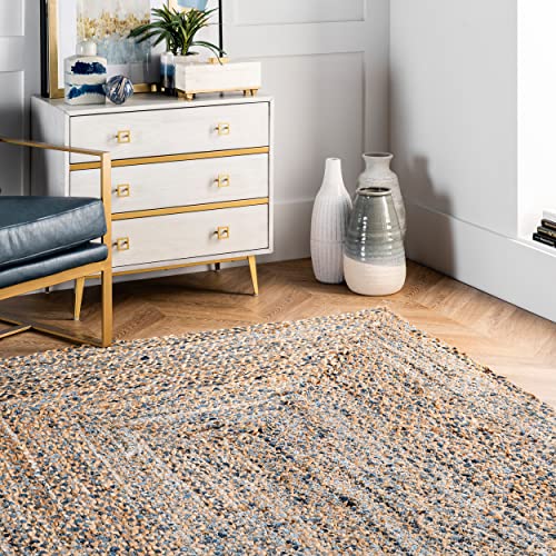nuLOOM Eliz Braided Denim and Jute Area Rug, 4x6, Blue