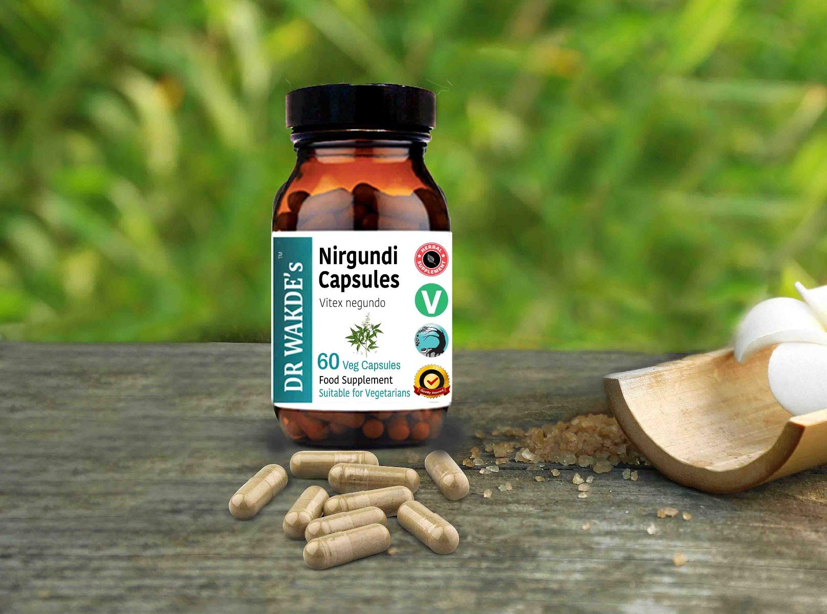 DR WAKDE'S Nirgundi Capsules (Vitex negundo, 60 Veg Caps, Plant-Based Supplement, Ayurvedic Herb, All Natural, Vegan)