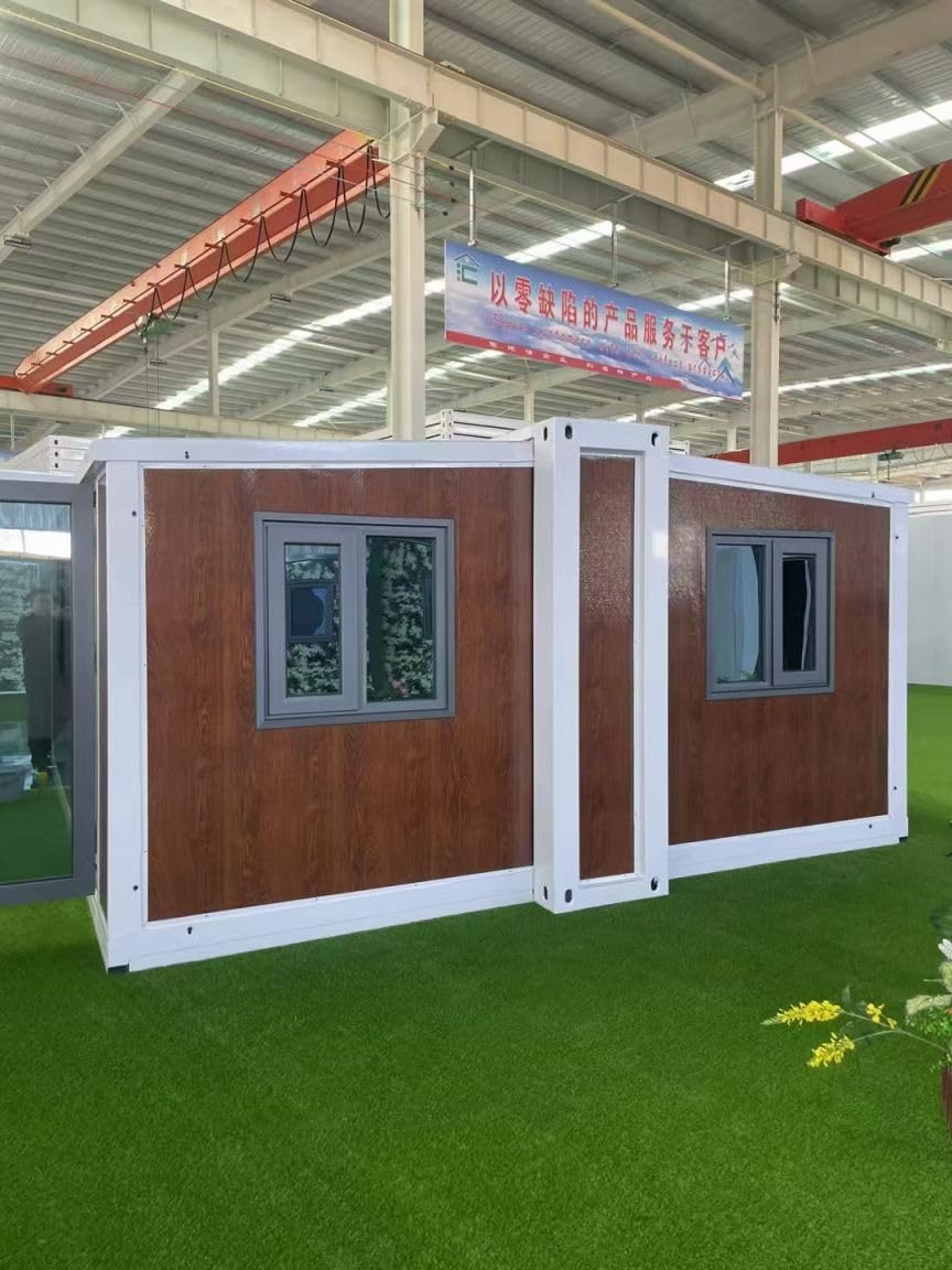 Mobile prefab Expandable Tiny Houses for Families with Restroom, Outdoor Storage. Sturdy Steel and Plastic. Suitable for Various Purposes Like Hotels, Offices etc. (19ft x 20ft)