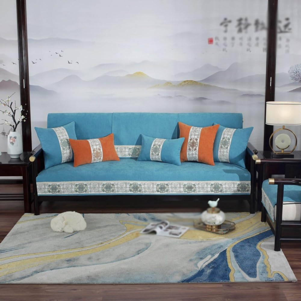 DCOT Solemn Sofa Cushion Four Seasons Universal Washable Not Easy to Wrinkle Not Easy to Slip Sand Release Sofa Cushion (Color : D, Size : 110 * 210)