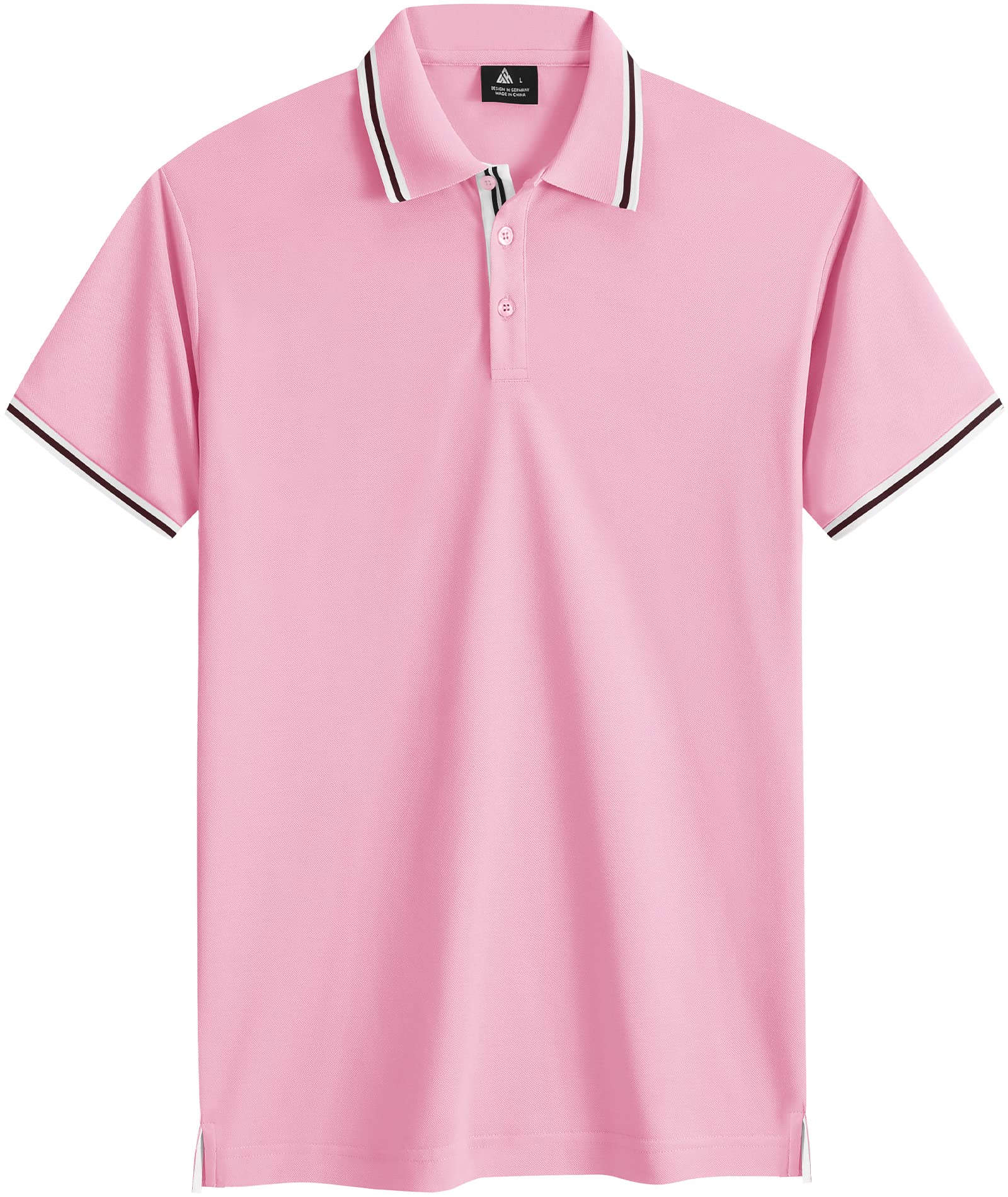 GEEK LIGHTING Polo Shirts for Men Short Sleeve Summer Causal Collared Golf Tennis T-Shirt,Pink M