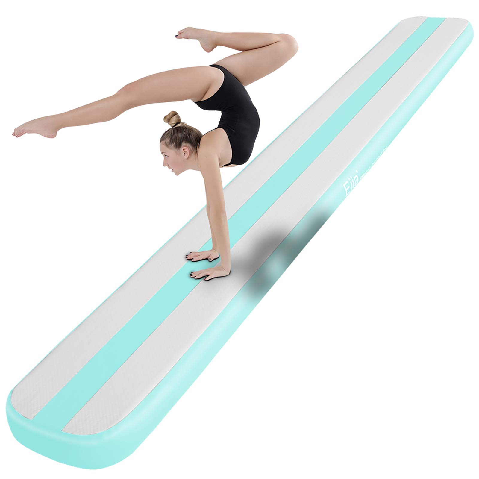 Ejia Inflatable Air Balance Beam Mat 10ft Gymnastics Air Tumbling Mat 4 inches Thickness Track Mat with Hand Pump for Home Gym Training/Dance/Kickboxing/Park/Beach