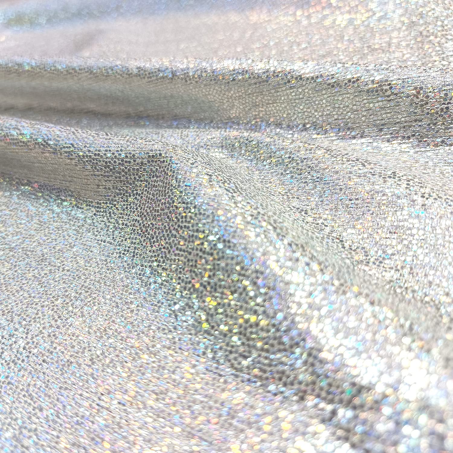 Shattered Glass Hologram Fabric by The Yard Width 58Inches Entelare (White/Silver 1yard)