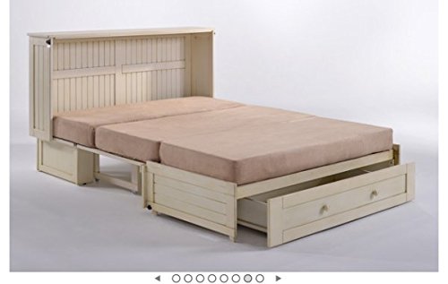 Night & Day Furniture MUR-CLV WH and MND-GMF-TRI-QEN Murphy Cabinet Bed with Mattress, Queen, White