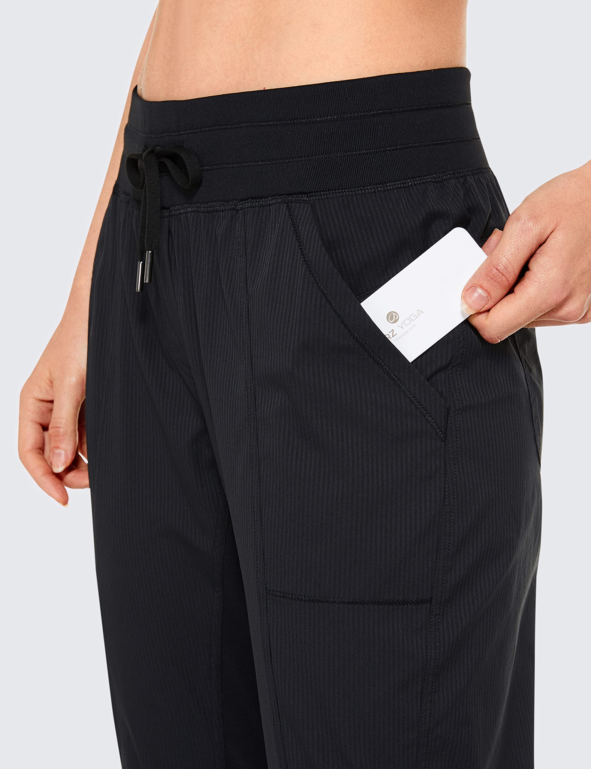 CRZ YOGA Womens Casual 7/8 Pants 27" - Lightweight Workout Outdoor Athletic Track Travel Lounge Joggers Pockets Black Medium