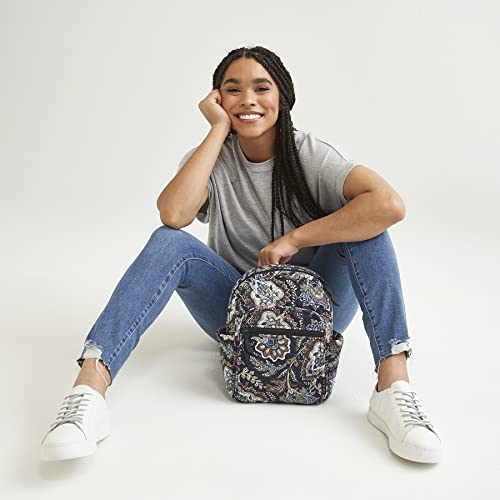 Vera Bradley Women's Cotton Small Backpack, Citrus Paisley - Recycled Cotton, One Size