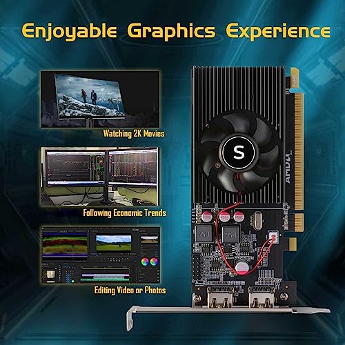 SAPLOS Radeon HD 6570 Graphics Card, Dual HDMI, 1G GDDR3 64-bit, Video Cards PC, Low Profile, Computer GPU, PCI Express x 16, 60W Low Power, Plug & Play, Single Fan Air Cooling
