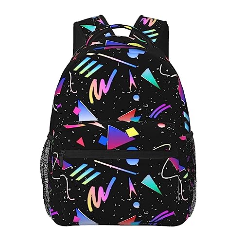MANQINF Funny 80S 90S Pattern Backpack Casual Hiking Camping Travel Backpacks Lightweight Daypack Bag Women Men Bookbag