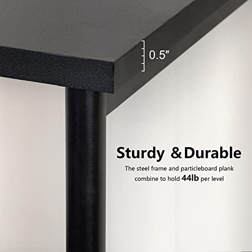 MOOACE Tall Side Table, 3 Tier End Table, Side Table with Storage Shelf for Bedroom Living Room, Small Nightstand for Small Spaces, Black