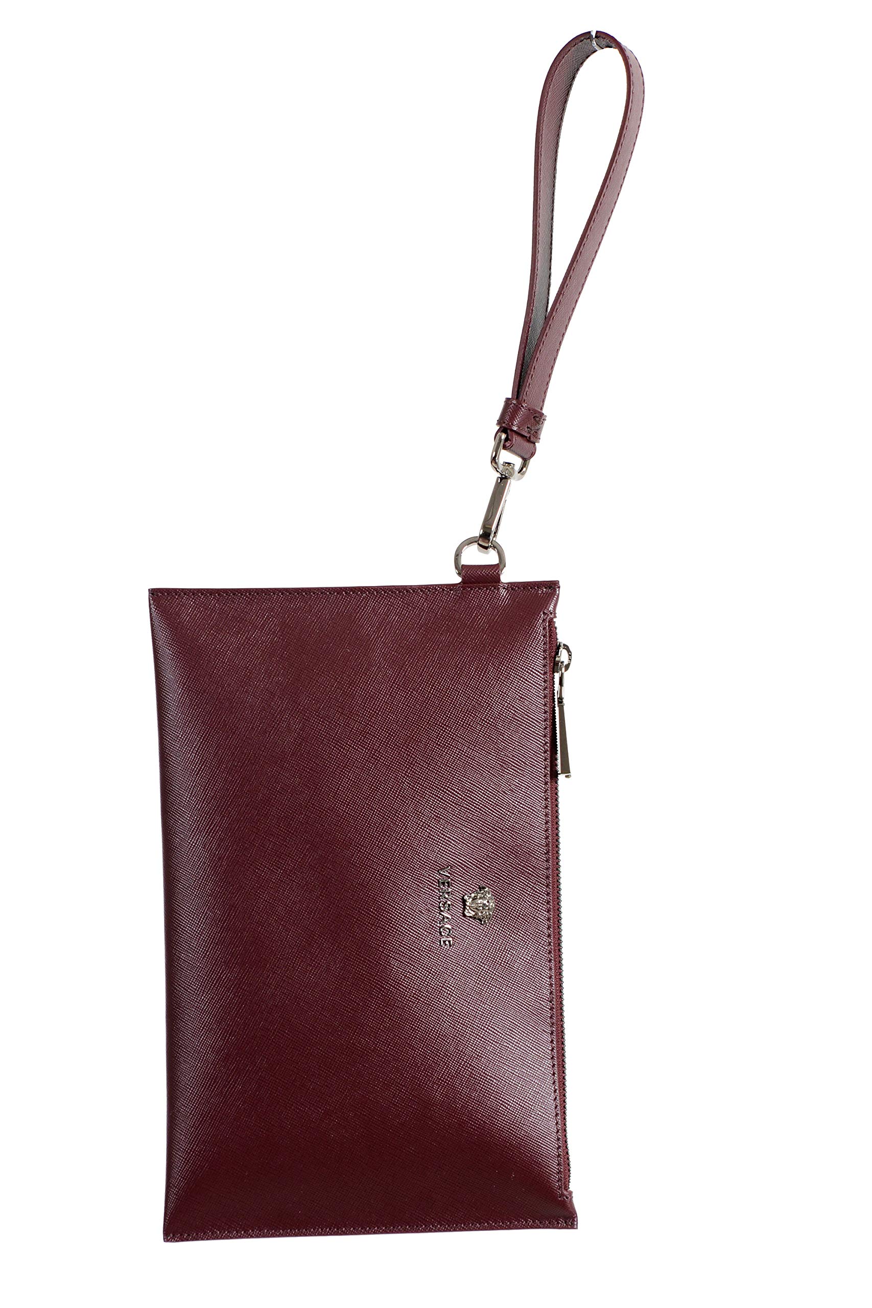 Versace 100% Leather Burgundy Women's Wristlet Clutch